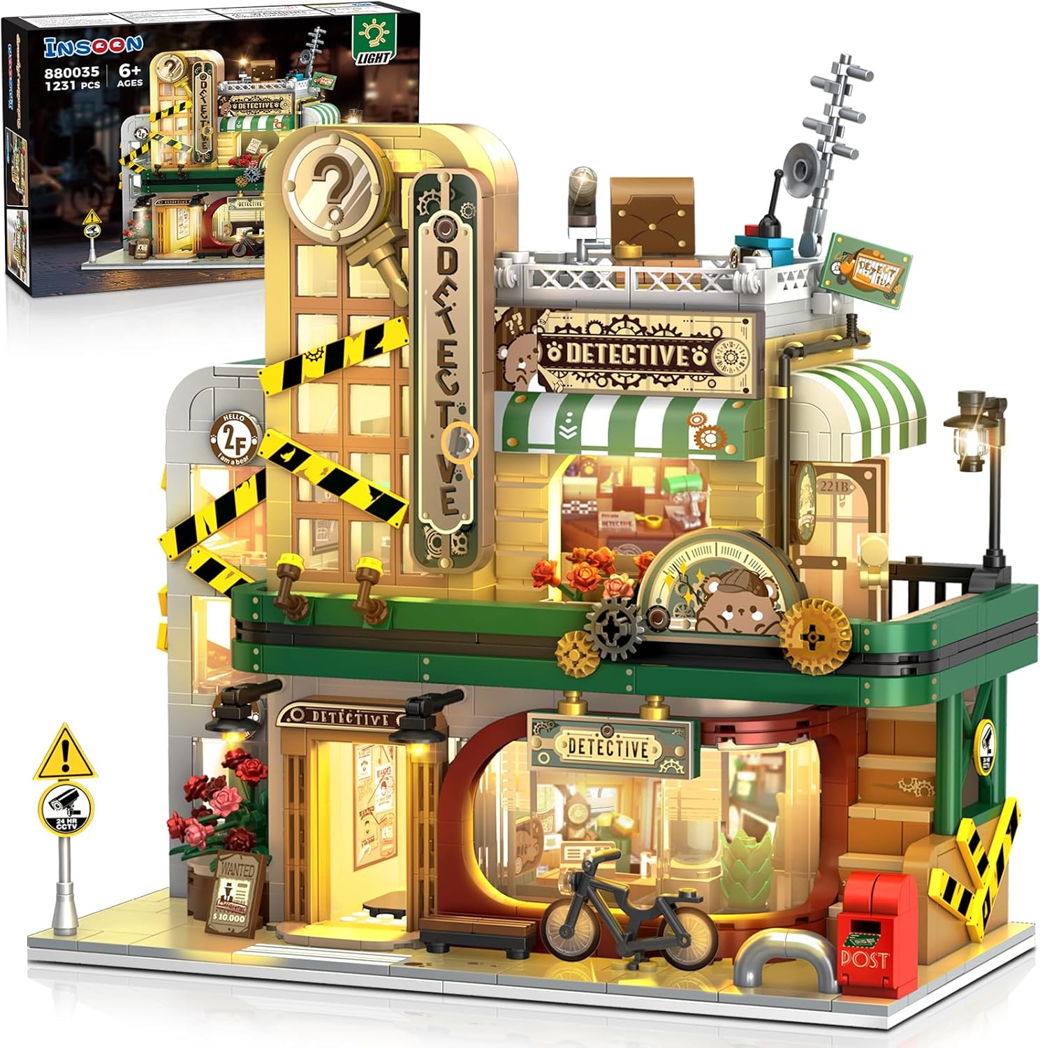 Detective Agency Building Set with LED Light – INSOON