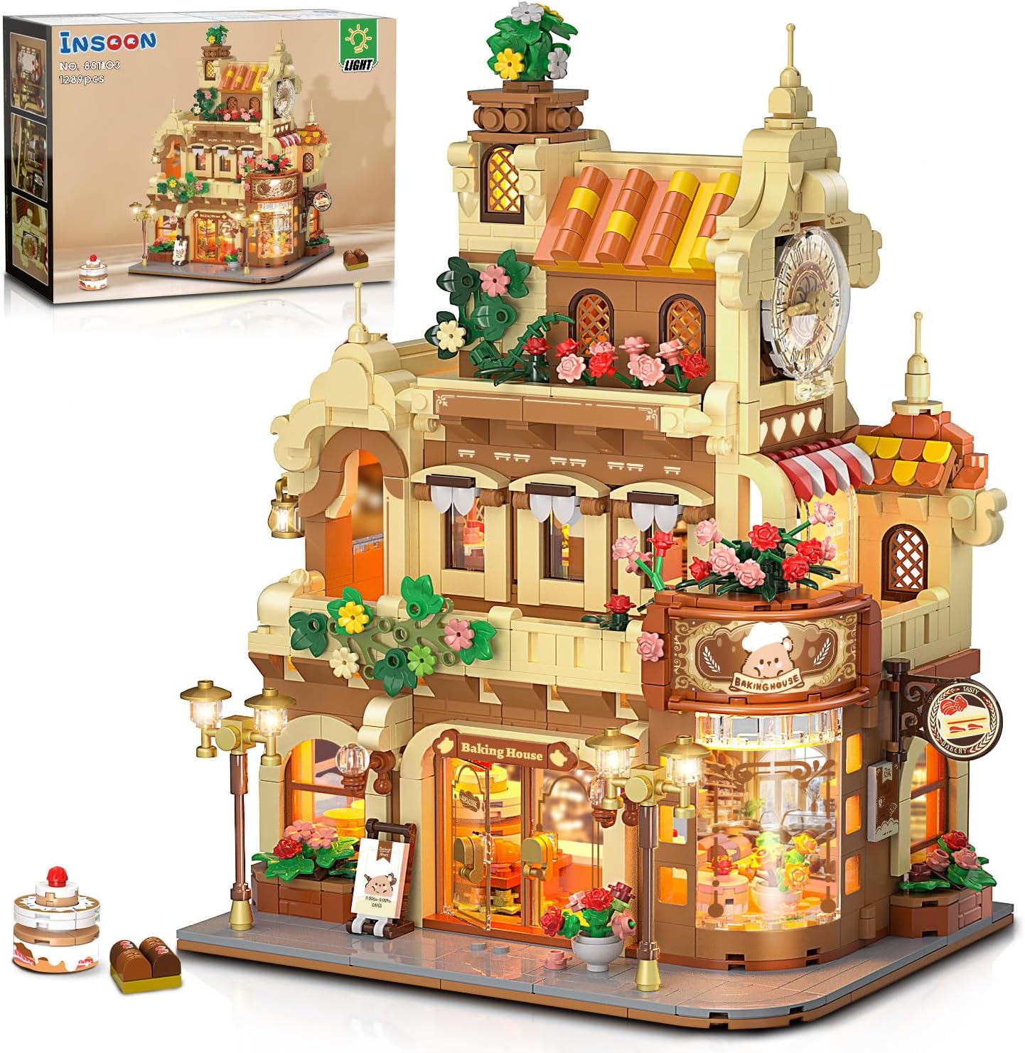 City Bakery Cafe House Building Set with Light – INSOON